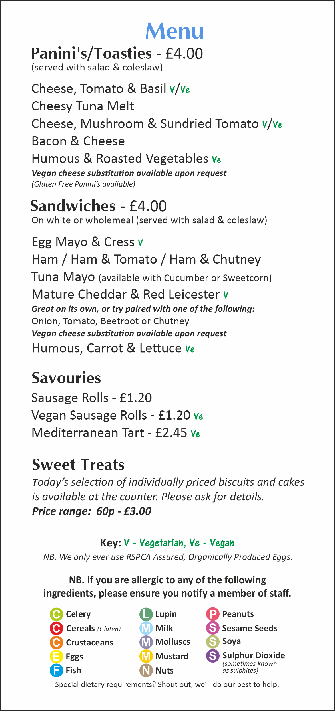 Menu page 2 - Ainsdale Lunch and Leisure